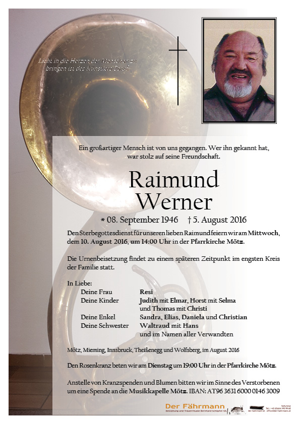 Werner Raimund - Der Fährmann – Bestattung und Trauerrituale
